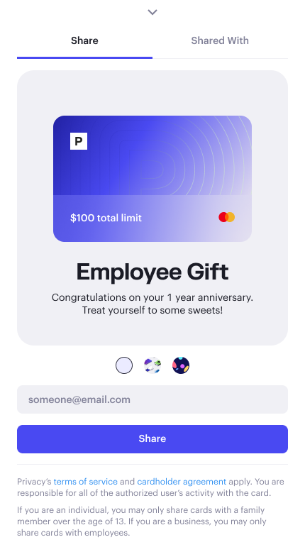 Shared Cards – Privacy