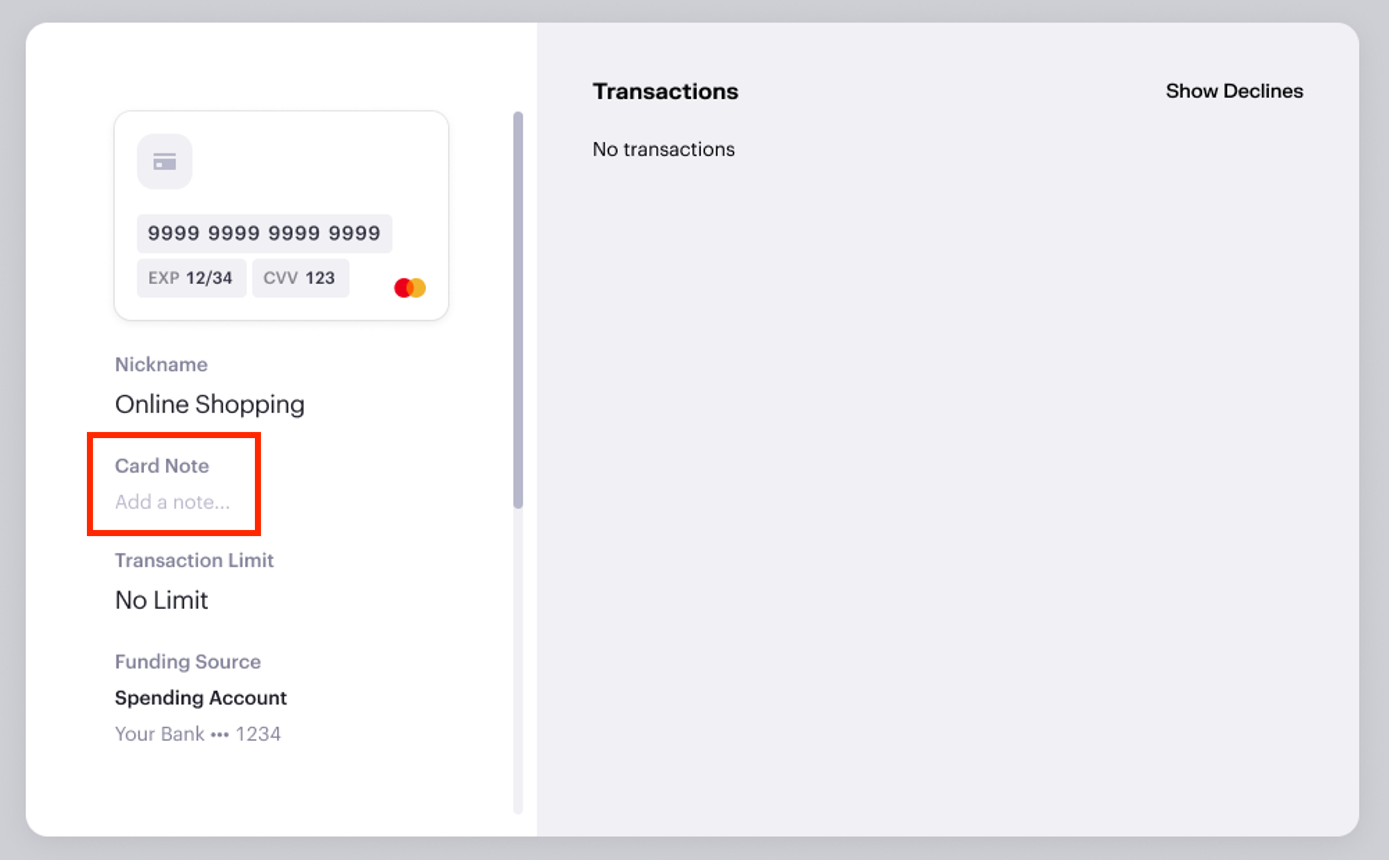 Card Notes – Privacy