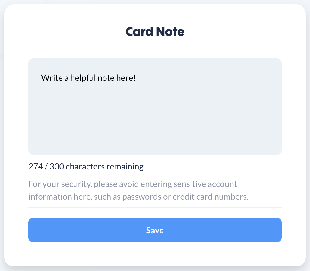 Card Notes – Privacy