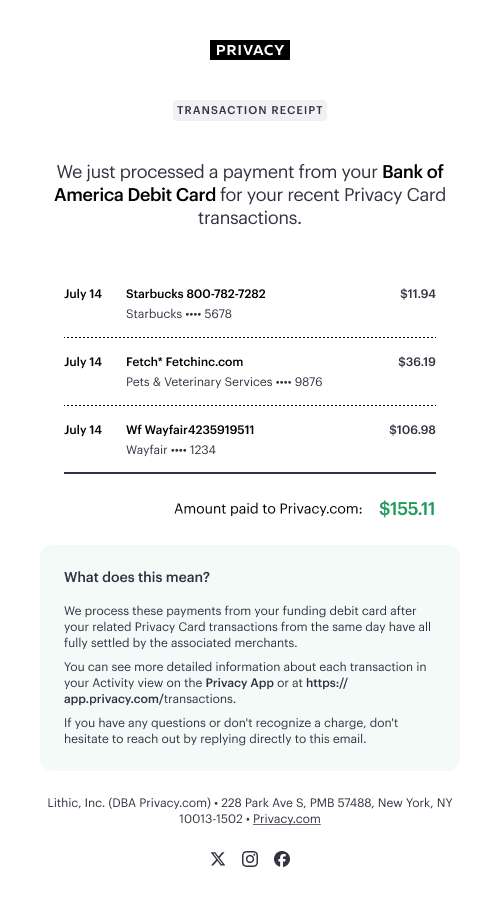 What is this "Transaction Receipt" email? – Privacy